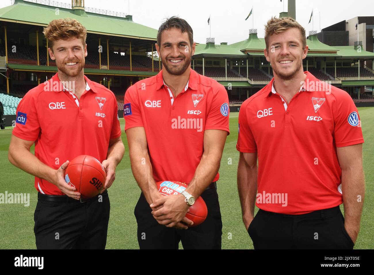 (L-R) Sydney Swans' Luke Parker, Josh Kennedy and Dane Rampe are ...