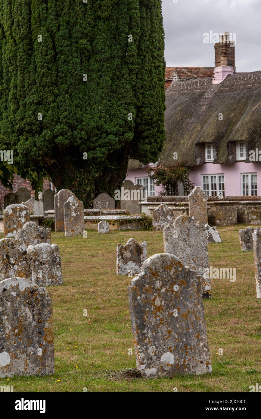 historic graveyard or cemetery at wareham dorset with traditional ...