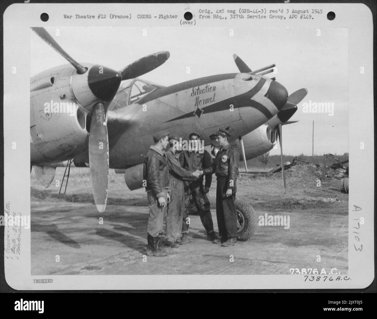 The Pilot And Ground Crew Of The 367Th Fighter Group, Beside Their Lockheed P-38 'Situation ...