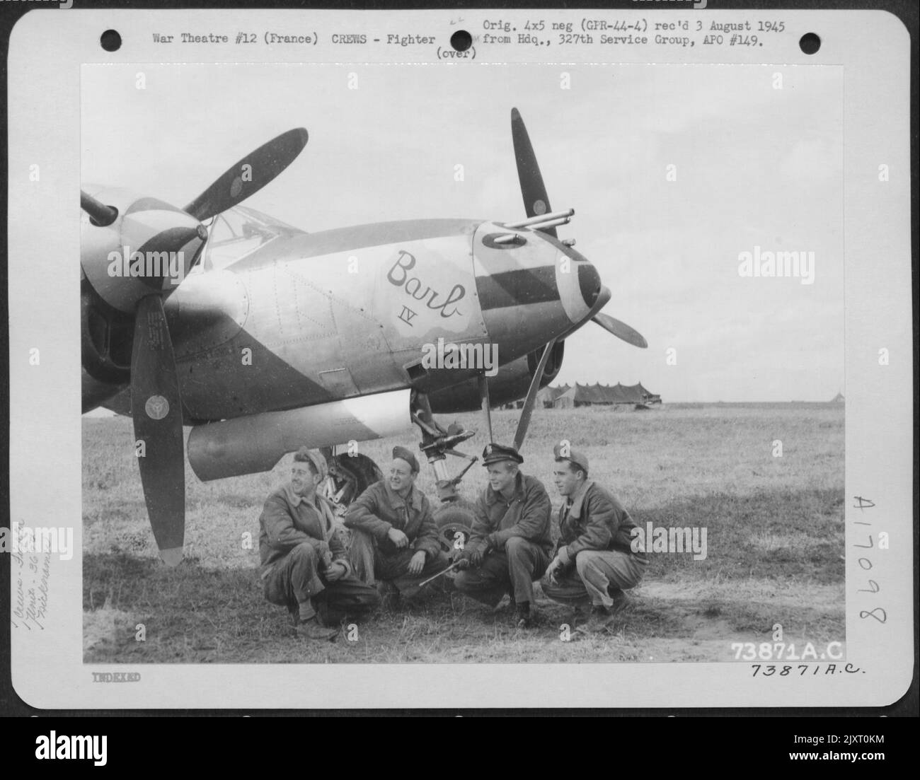 The Pilot And Ground Crew Of The 367Th Fighter Group Kneel Beside Their ...