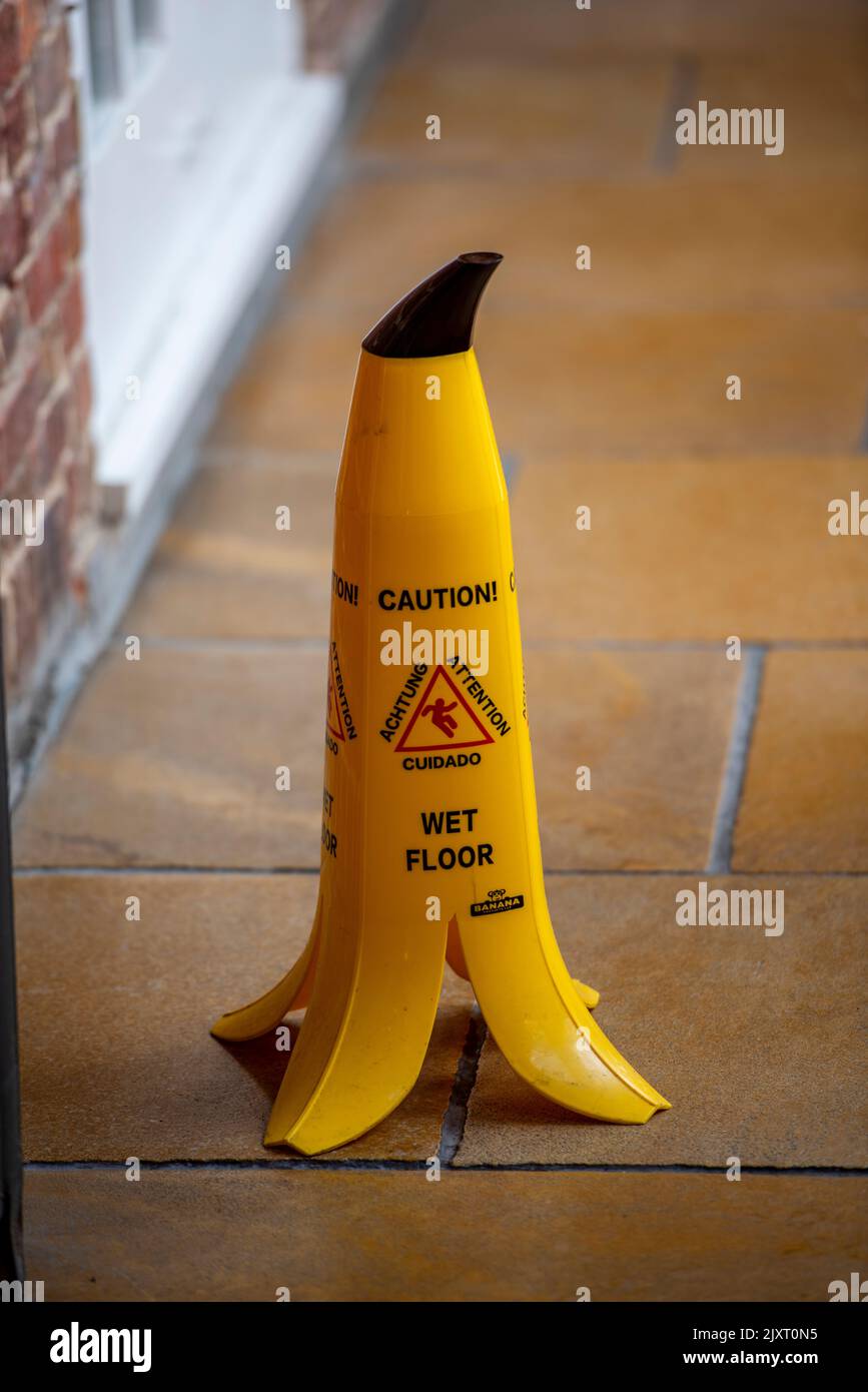 wet floor warning cone in shape of a banana, slippery when wet warning ...