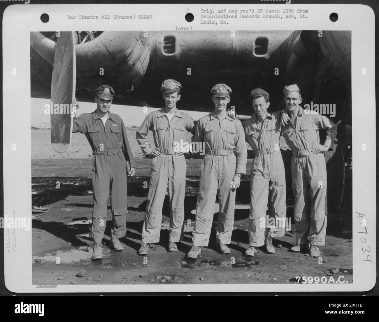Crew Members Of The 92Nd Bomb Group Pose Beside A Boeing B-17 At An Air ...