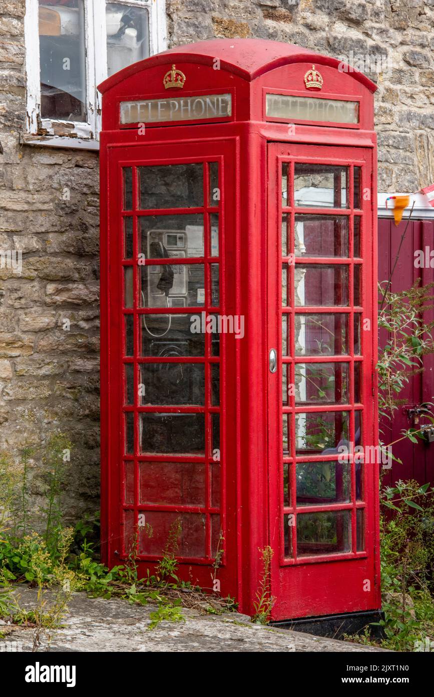 working example of a red telephone box in corfe castle on the isle of ...