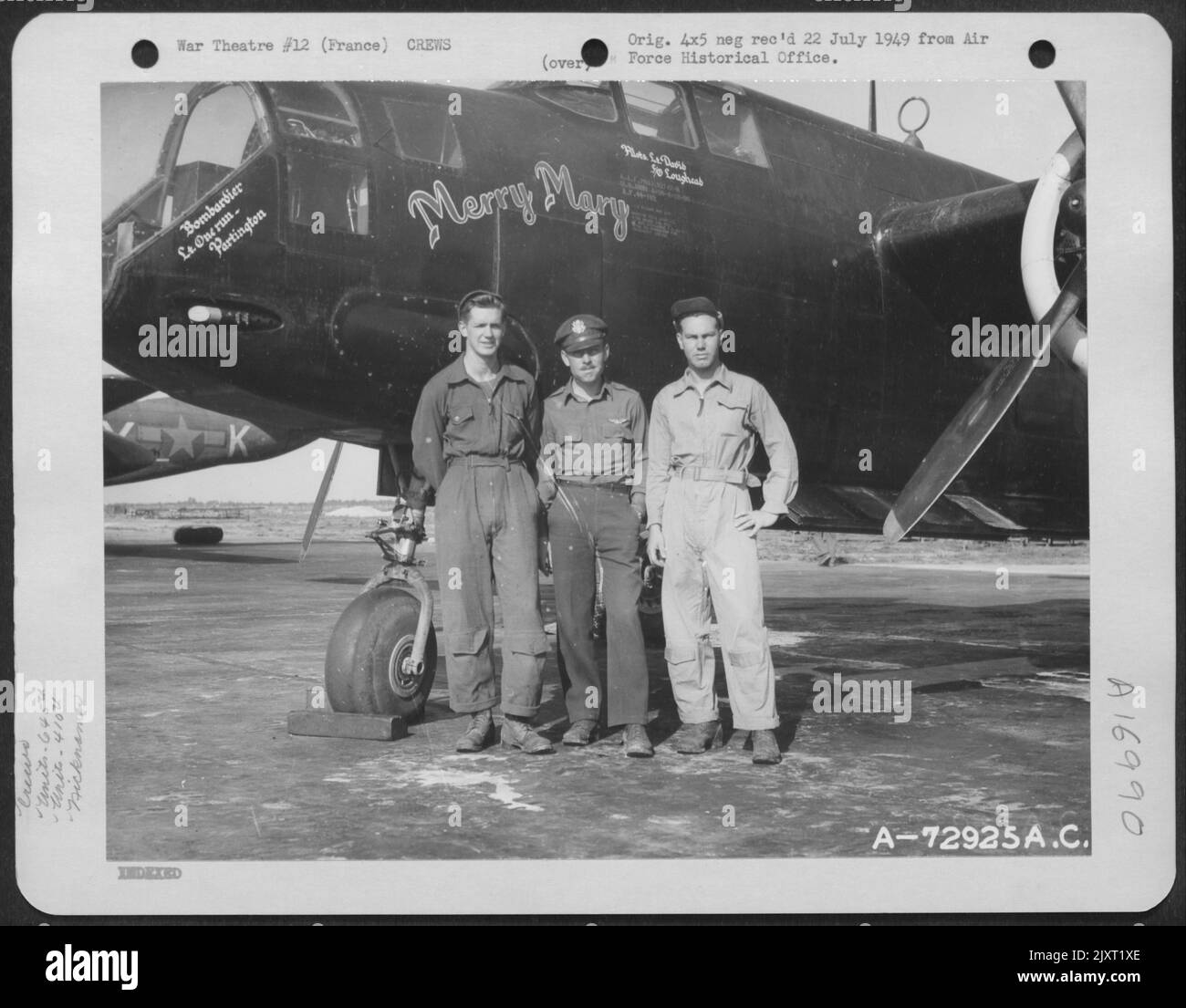 Crew Members Of The 645Th Bomb Squadron, 410Th Bomb Group Pose Beside ...