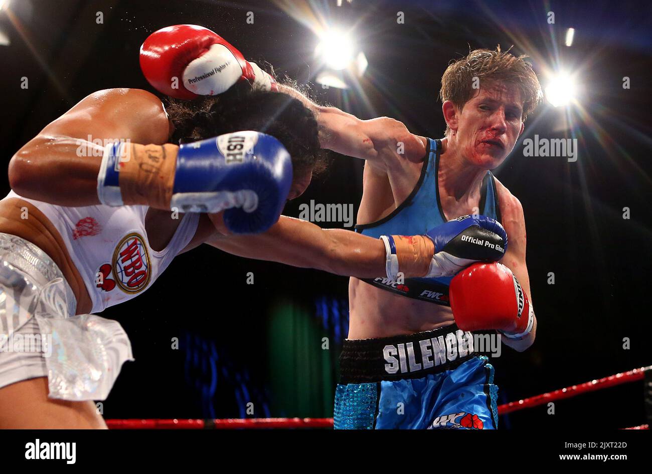 Boxers Baby Nansen and Deanha Hobbs in action during the All Or Nothing ...