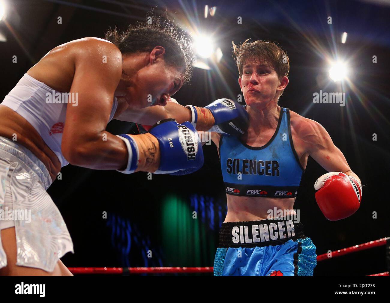 Boxers Baby Nansen and Deanha Hobbs in action during the All Or Nothing ...