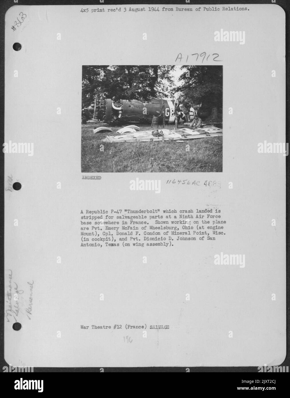 A Republic P-47 'Thunderbolt' Which Crash Landed Is Stripped For ...