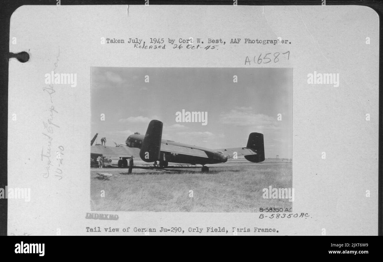 Tail View Of German Ju-290, Orly Field, Paris, France Stock Photo - Alamy