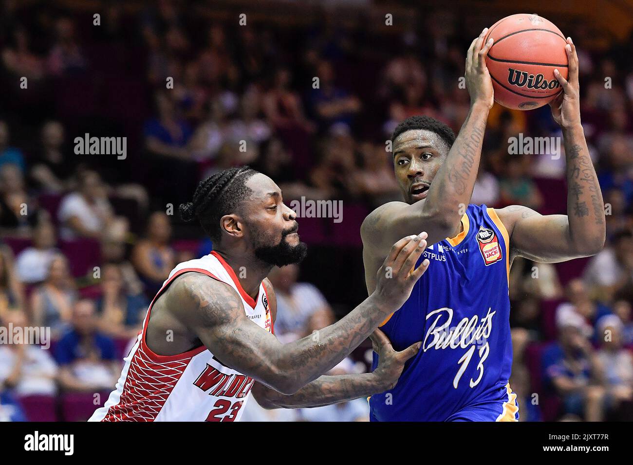 Lamar Patterson of the Bullets handles the ball during the round 10 NBL ...