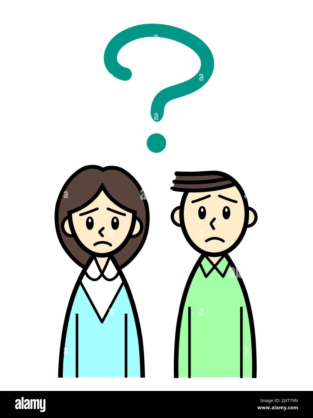 A young couple with a question mark Stock Photo - Alamy