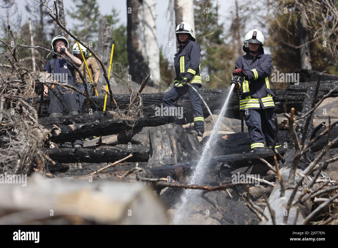 Wurmberg, Germany. 07th Sep, 2022. Firefighters begin firefighting ...