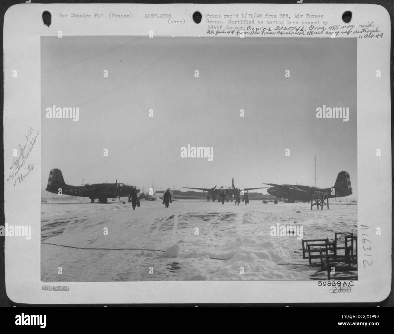 Crews Of The 9Th Af 410Th Bomb Group Tramp Through The Snow To Their ...