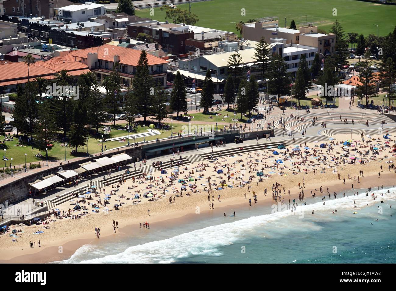 An aerial view of Coogee Beach in Sydney, Wednesday, December 26, 2018 ...