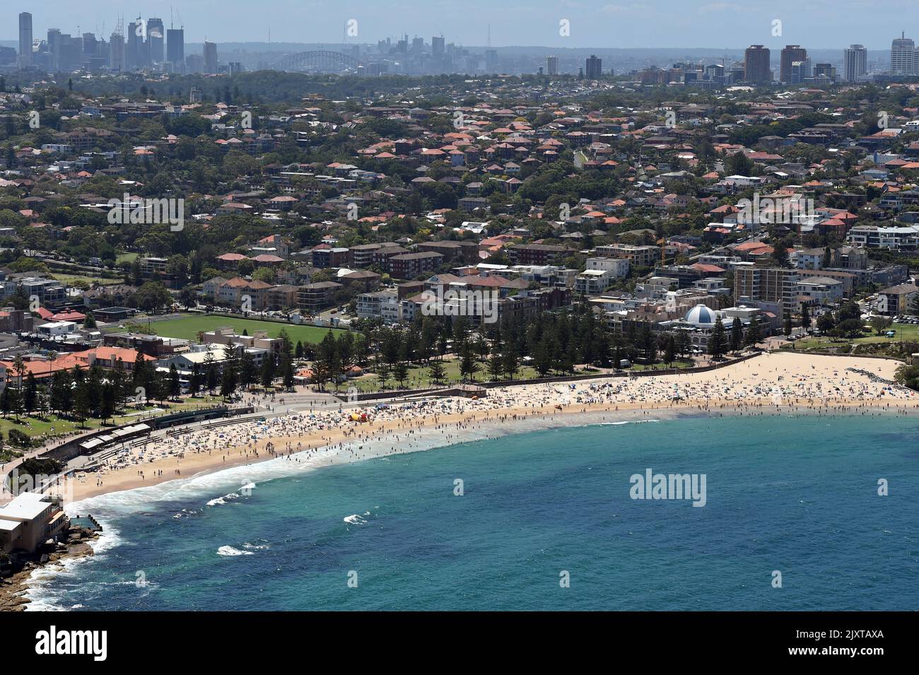 An aerial view of Coogee Beach in Sydney, Wednesday, December 26, 2018 ...