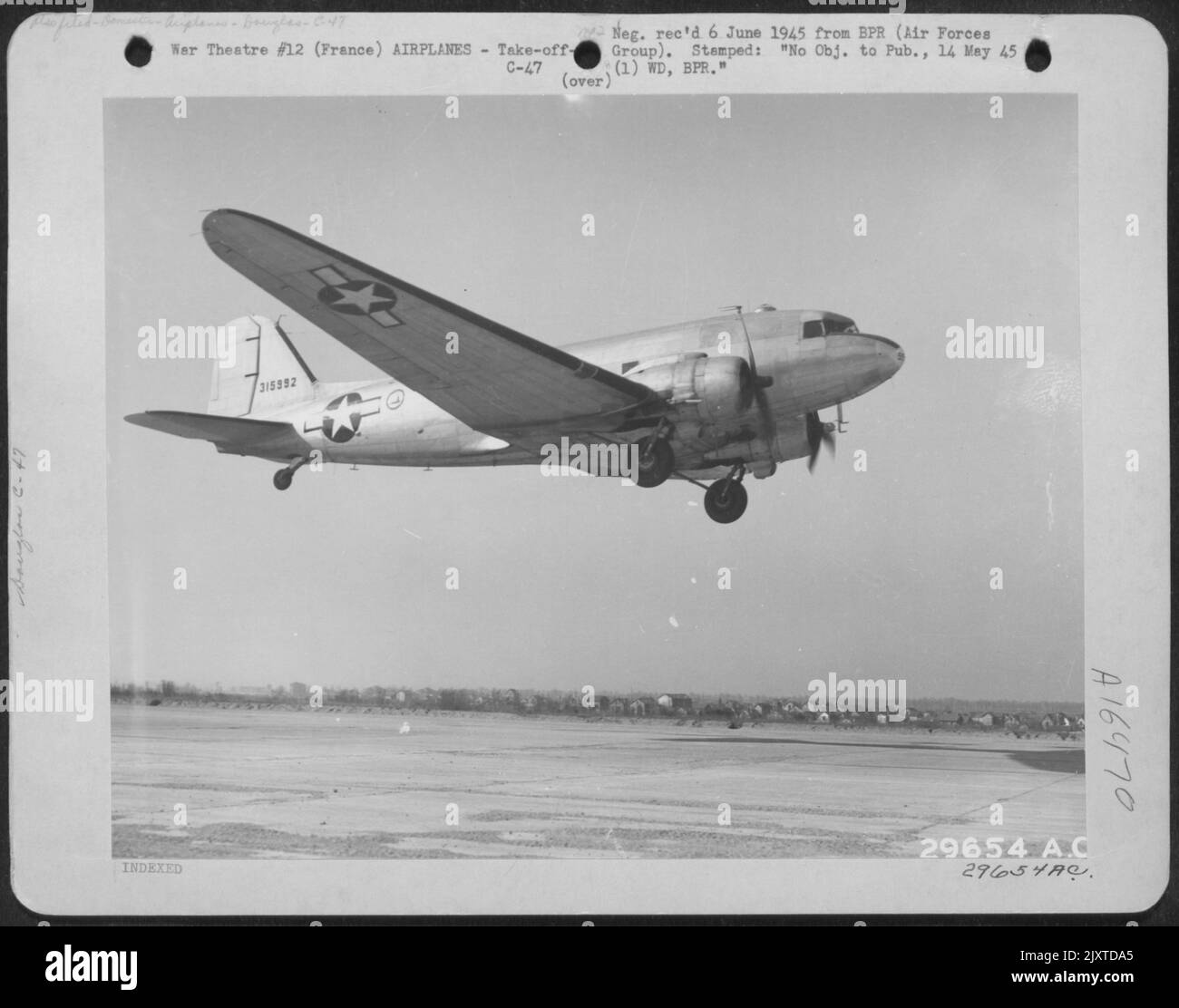 Douglas C-47 air evacuation plane leaves Paris, France, for the front ...