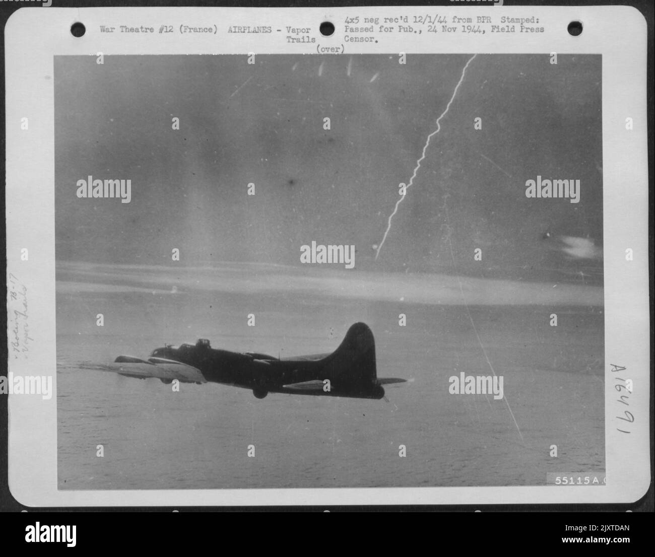 V-2 ROCKET PATTERN--This unusual photograph shows the contrail of a V-2 ...