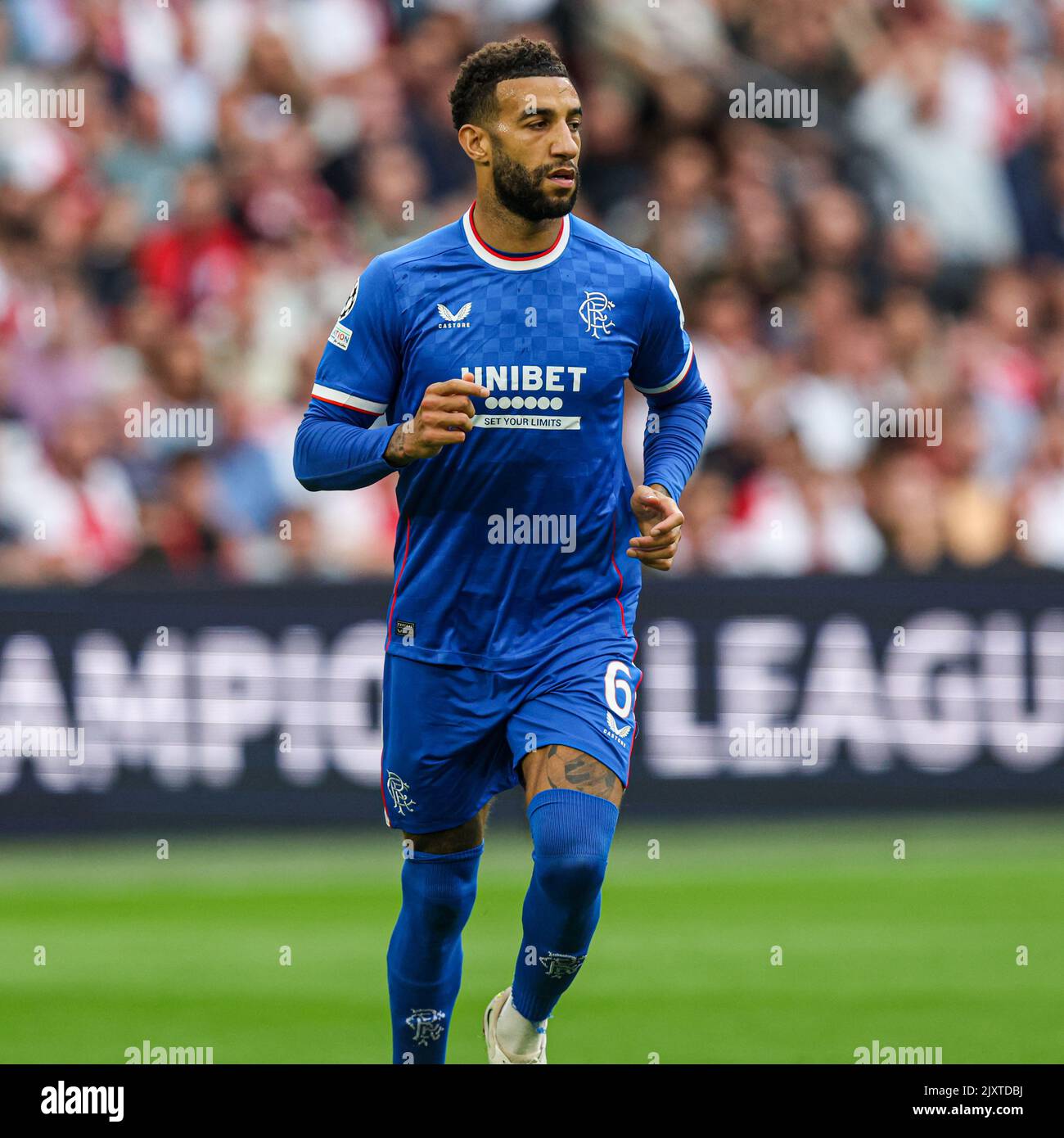 AMSTERDAM, NETHERLANDS - SEPTEMBER 7: Connor Goldson of Rangers during ...