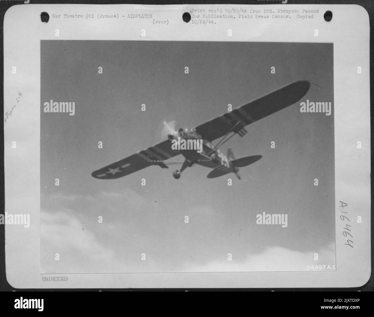 The Piper Cub, used by U.S. Ground forces, an artillery Liaison plane ...