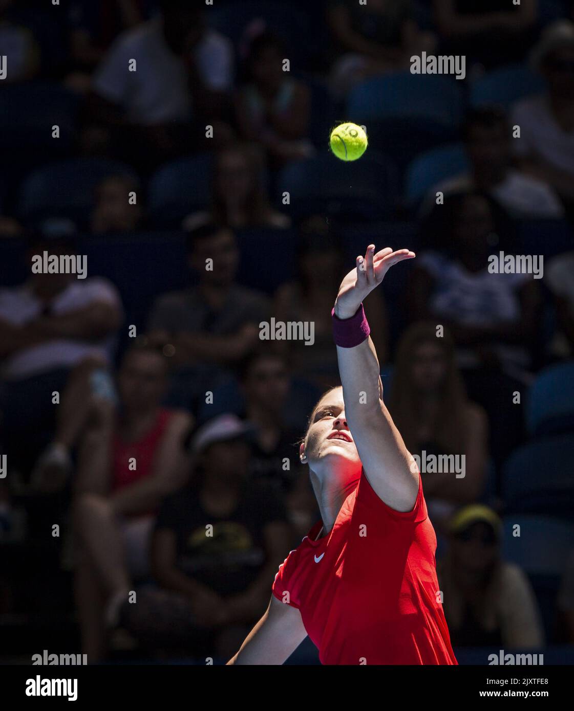 Maria Sakkara of Greece during the women's singles match between USA ...