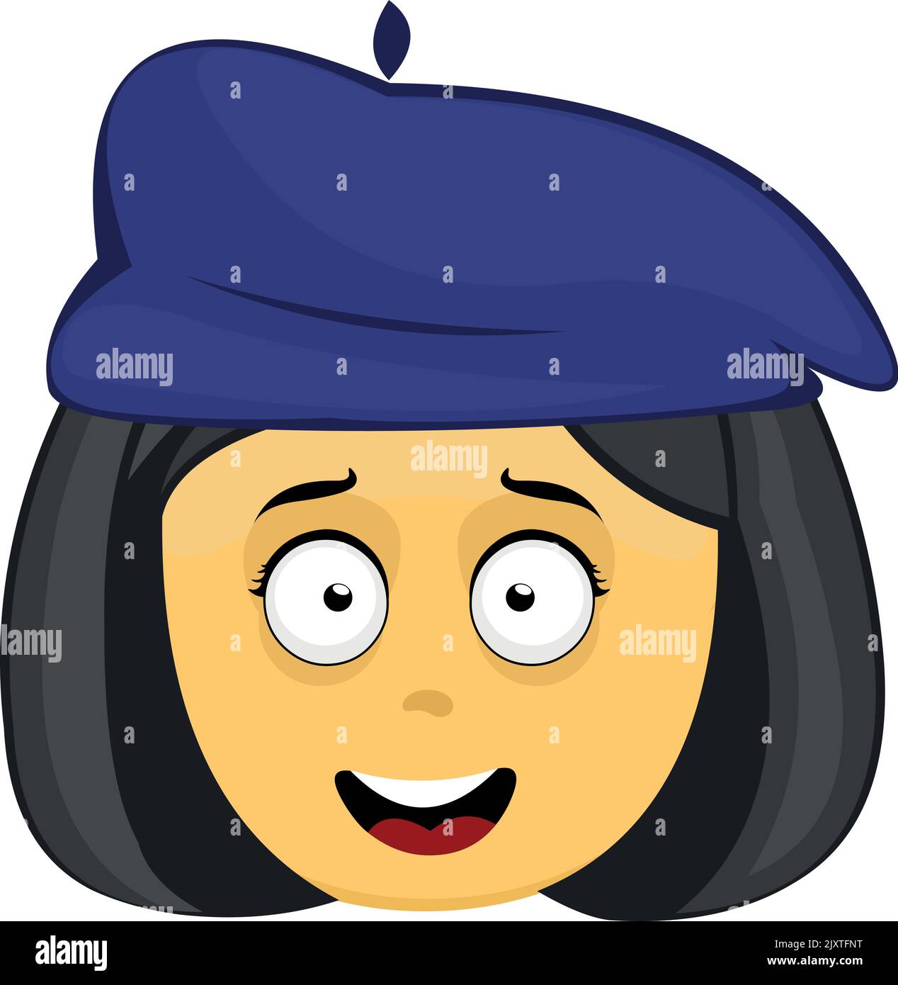 Vector emoticon illustration of the face of a girl in yellow with a ...