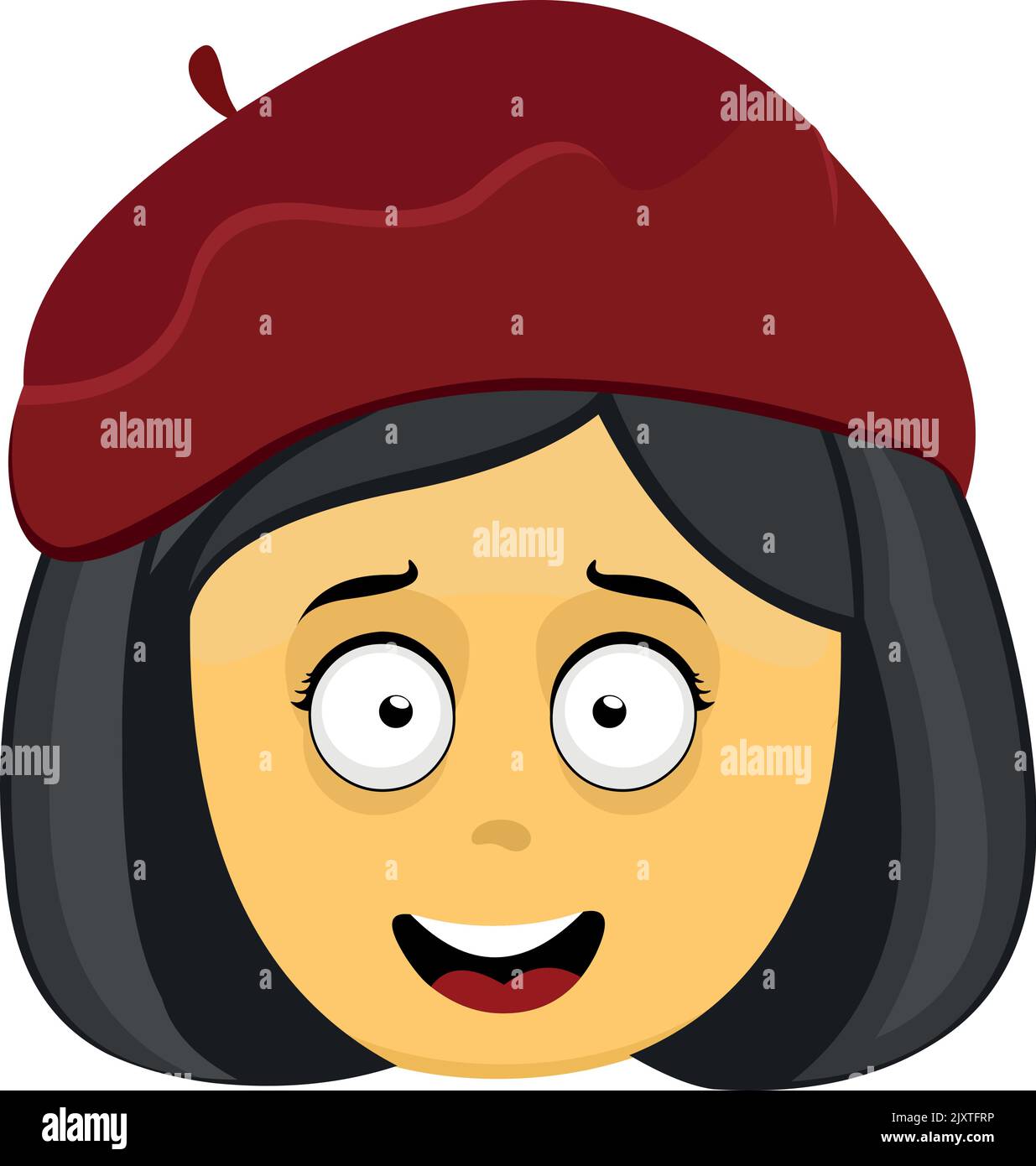 Vector emoticon illustration of the face of a girl in yellow with a ...