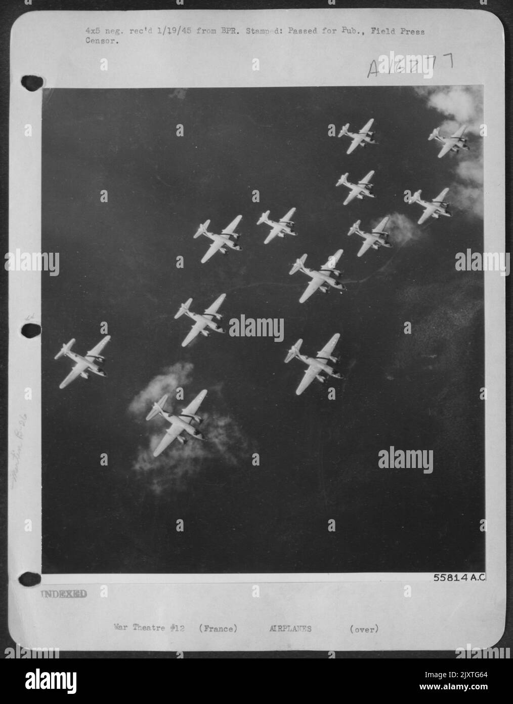 FRANCE-An unusual photograph of American flown Martin B-26 Marauders of ...