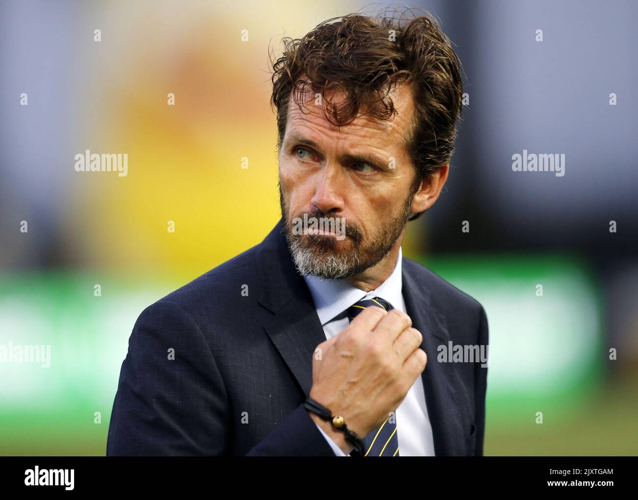 Mariners coach Michael Mulvey during the Round 10 A-League match ...