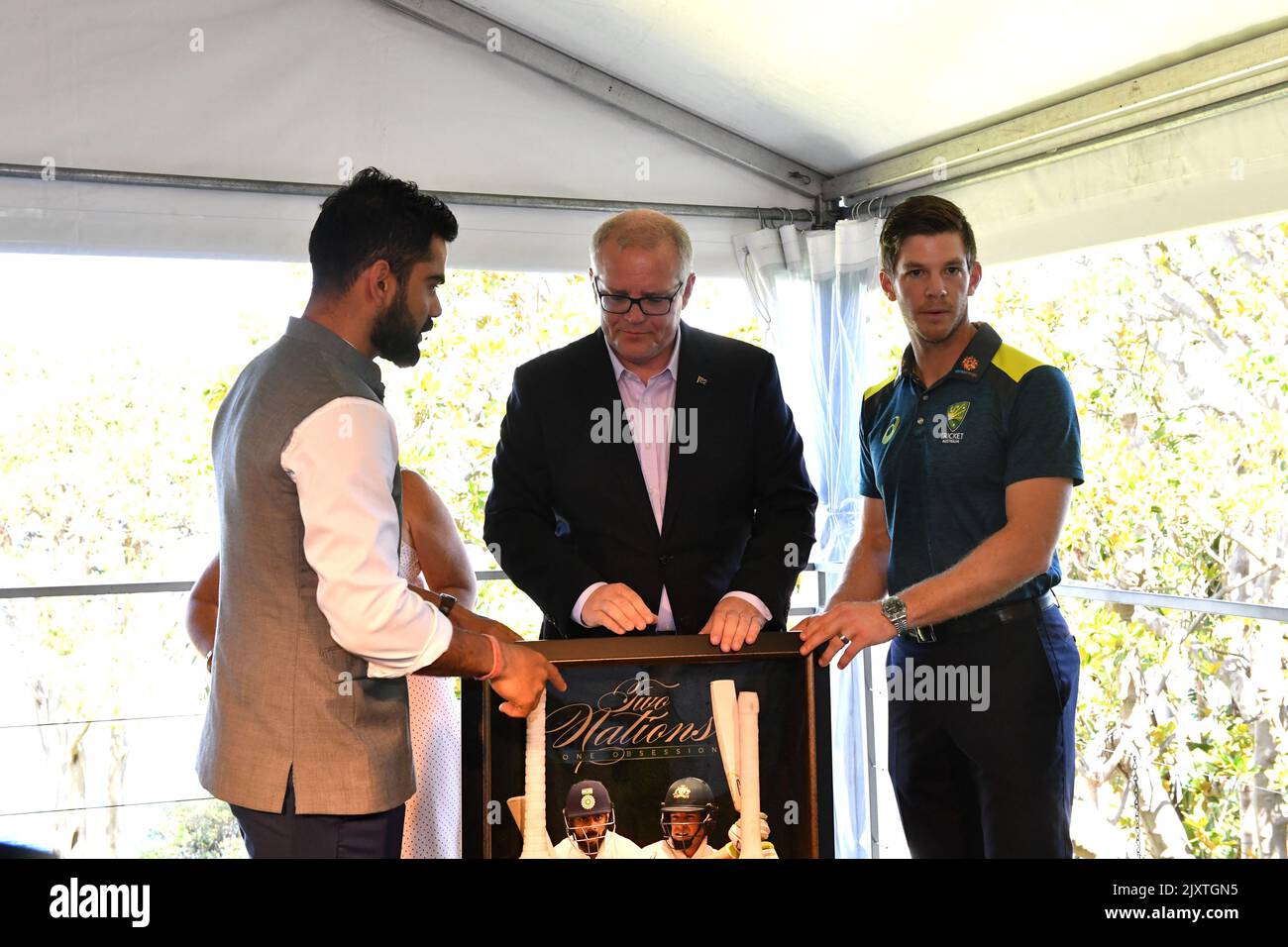 India's cricket captain Virat Kohli, Prime Minister Scott Morrison and ...