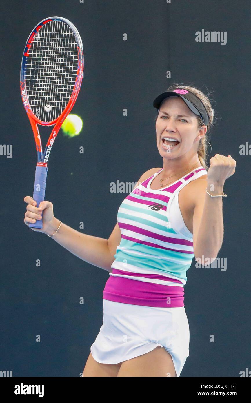 Danielle Collins of the USA in action against Petra Kvitova of the ...