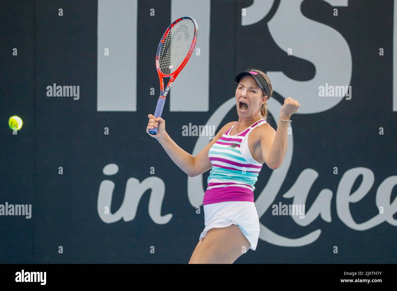 Danielle Collins of the USA in action against Petra Kvitova of the ...