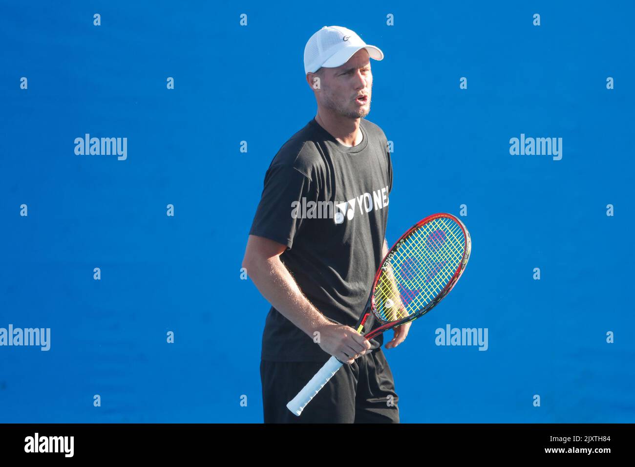 Lleyton Hewitt of Australia is seen in action during a practice session ...