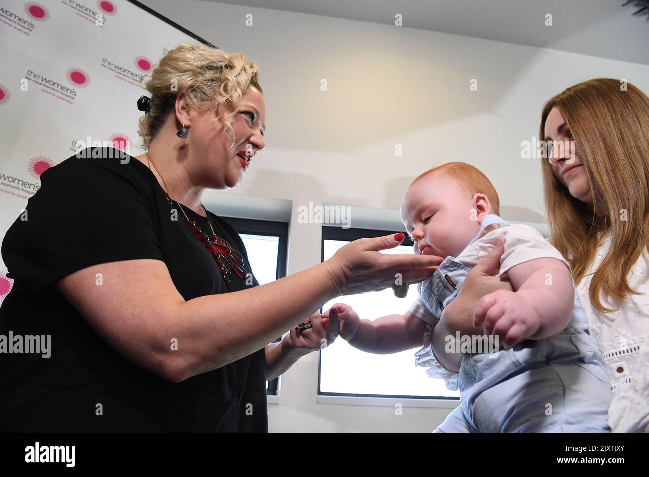 Victorian Attorney-General Jill Hennessy (left) greets Elizabeth Bonner ...