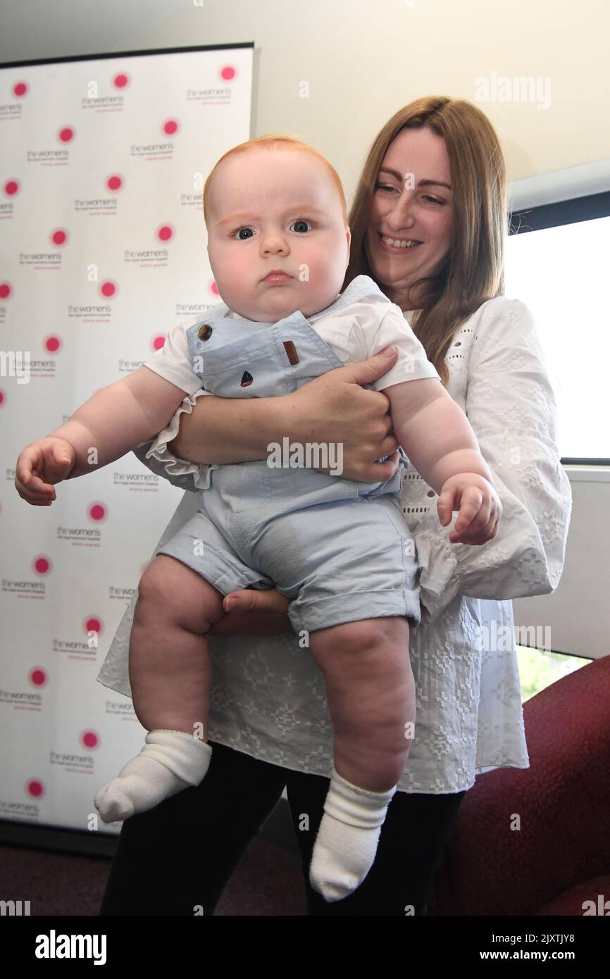 Elizabeth Bonner is seen with son William at the Royal Women's Hospital ...