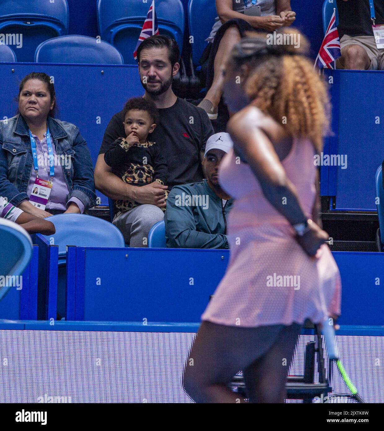 Serena Williams' child Olympia watches her mother during the women's ...