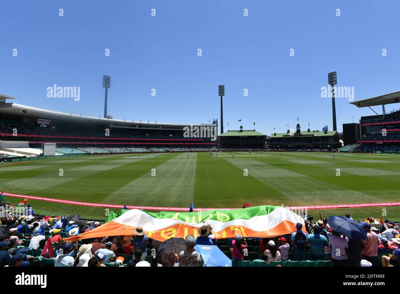 Fans from India cheer their side on during day two of the Fourth Test ...