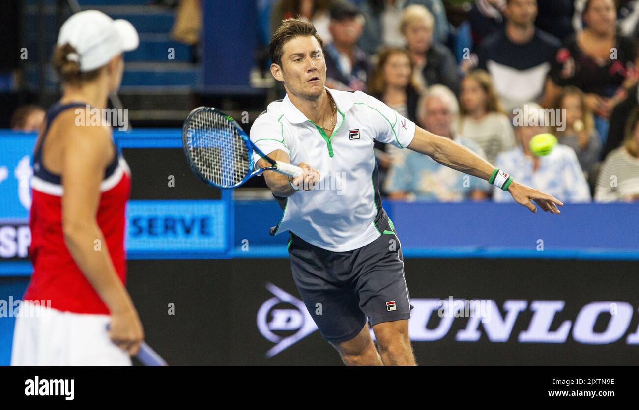 Ash Barty with Matt Eden of Australia during the mixed doubles match ...