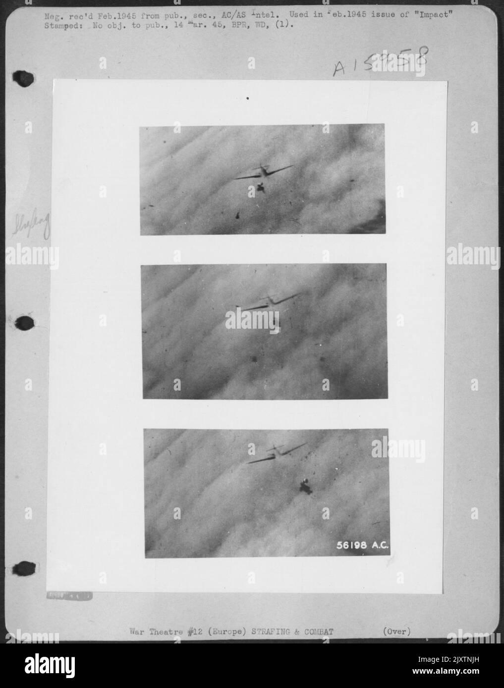 Europe-Gun camera photo records the effect of American .50 caliber ...