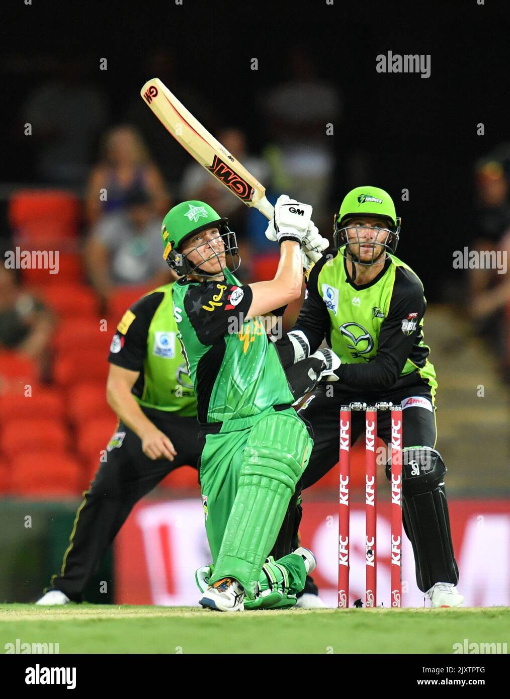 Nick Larkin (centre) of the Stars in action during the Big Bash League (BBL) match between the ...