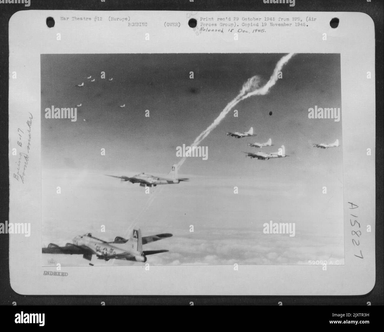 A Formation Of Boeing B-17S Drop Their Explosive Loads On The White ...