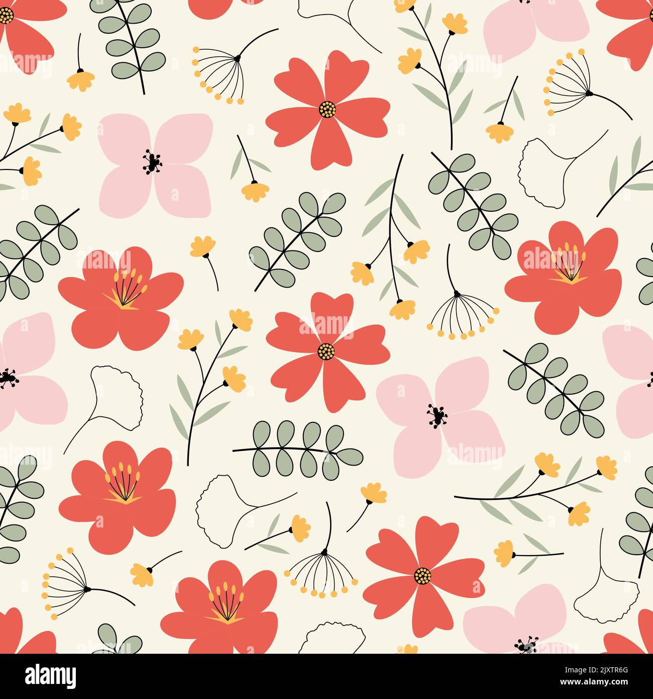 Ornate fashionable ditsy floral seamless pattern. Background design of ...