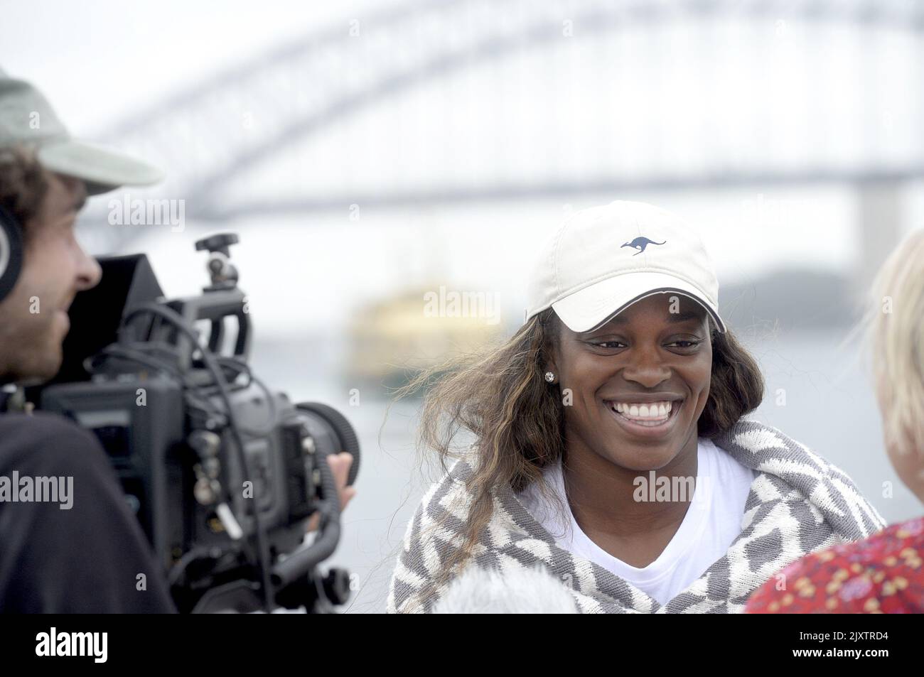 Sloane Stephens of the USA poses for a photograph on Sydney Harbour ...