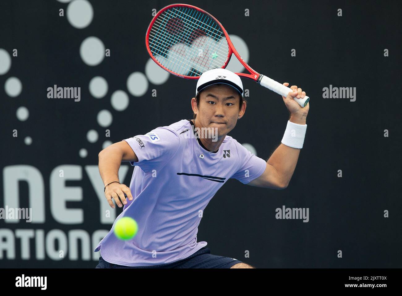 Yoshihito Nishioka of Japan during his first round match against Christian Garin of Chile at the ...