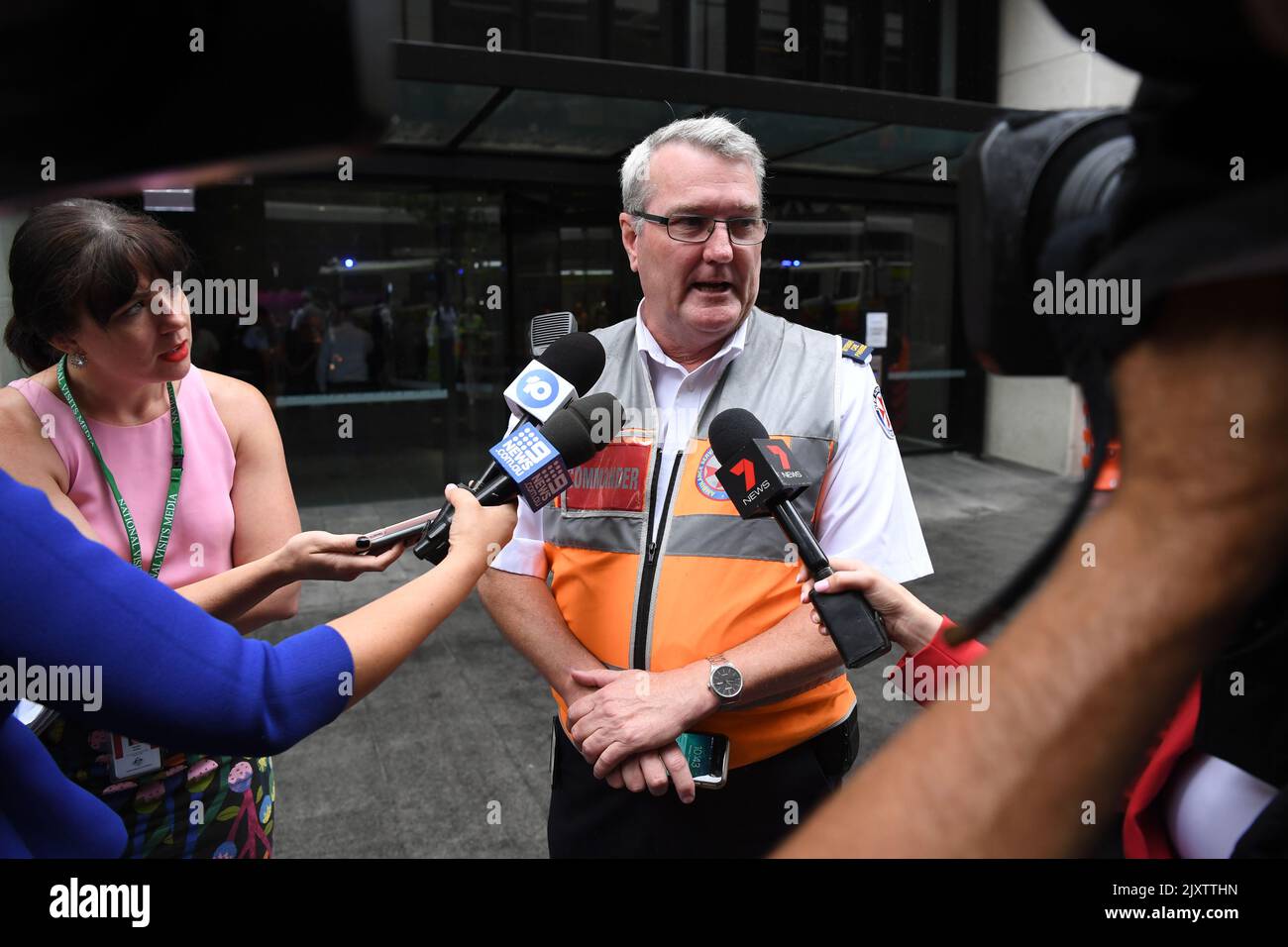 NSW Ambulance Inspector Michael Corlis speaks to the media outside 44 ...