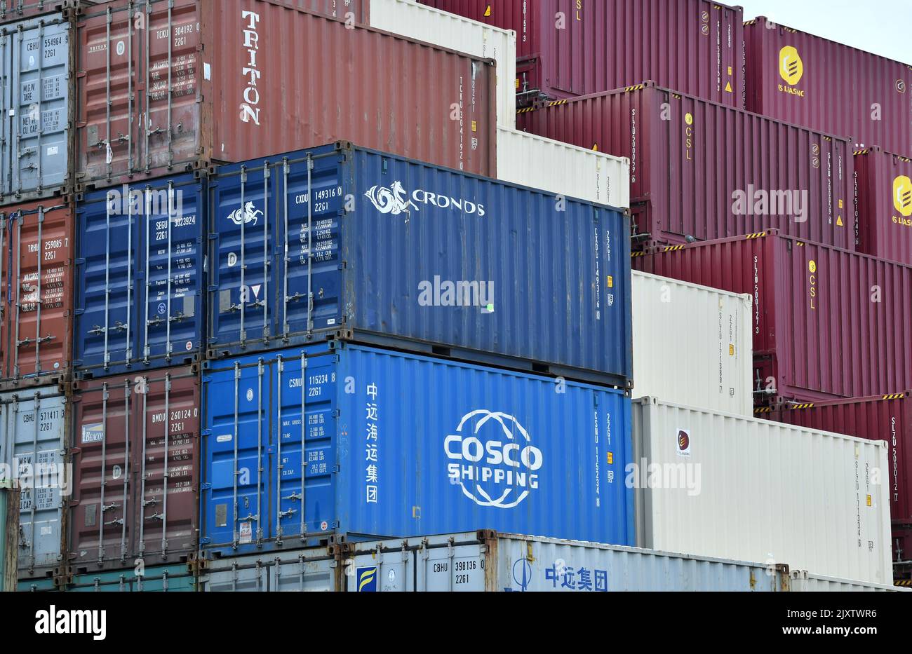Shipping containers are seen in Brisbane, Tuesday, January 8, 2019. In ...
