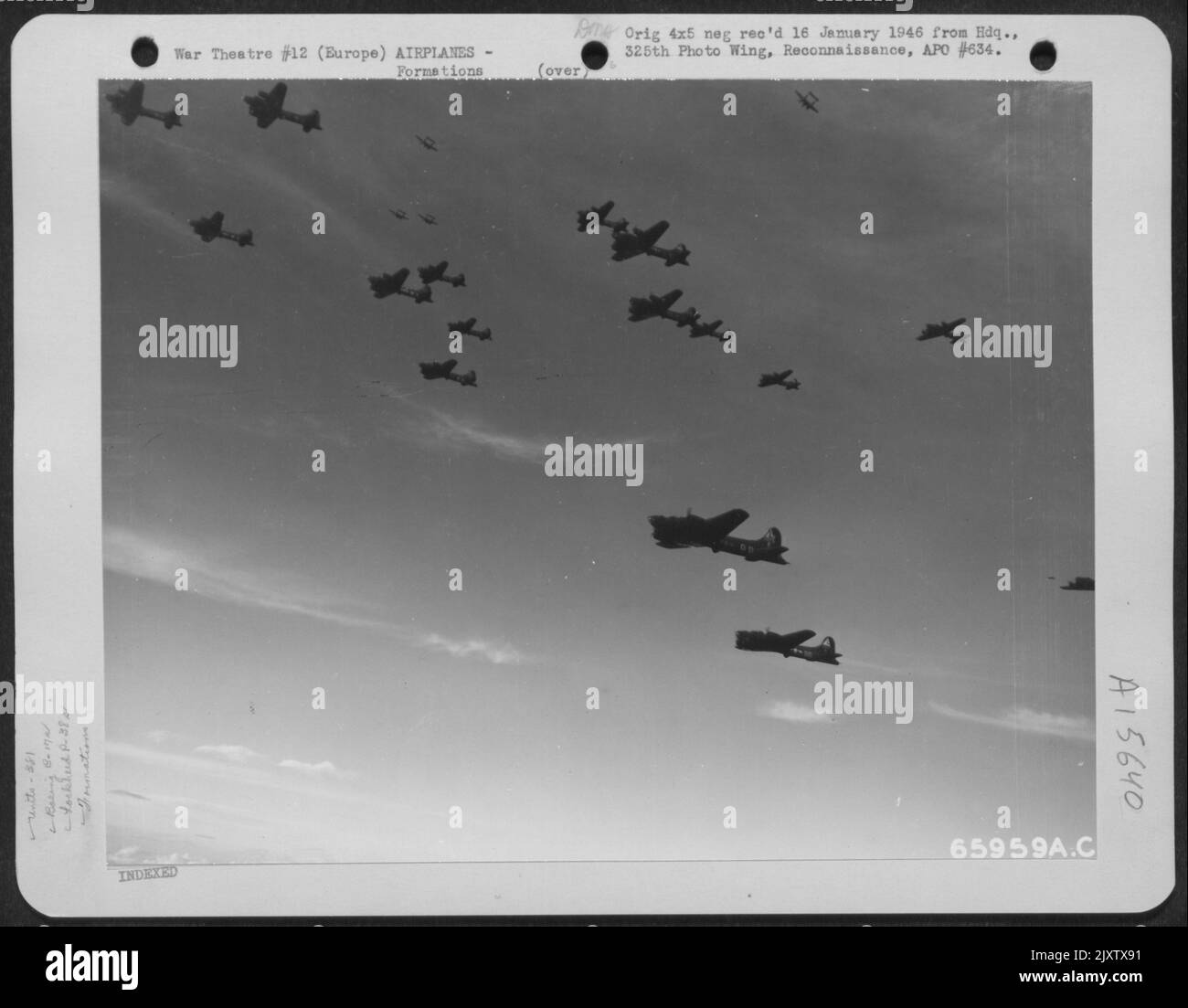 Lockheed P-38 Lightnings Dart In And Out Of A Large Formation Of 381St ...
