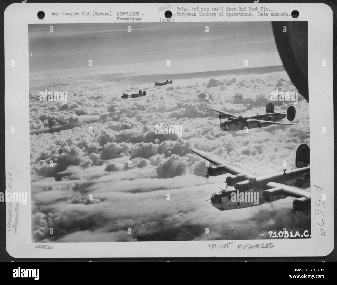 A Formation Of Consolidated B-24 Liberators Of The 2Nd Bomb Division ...