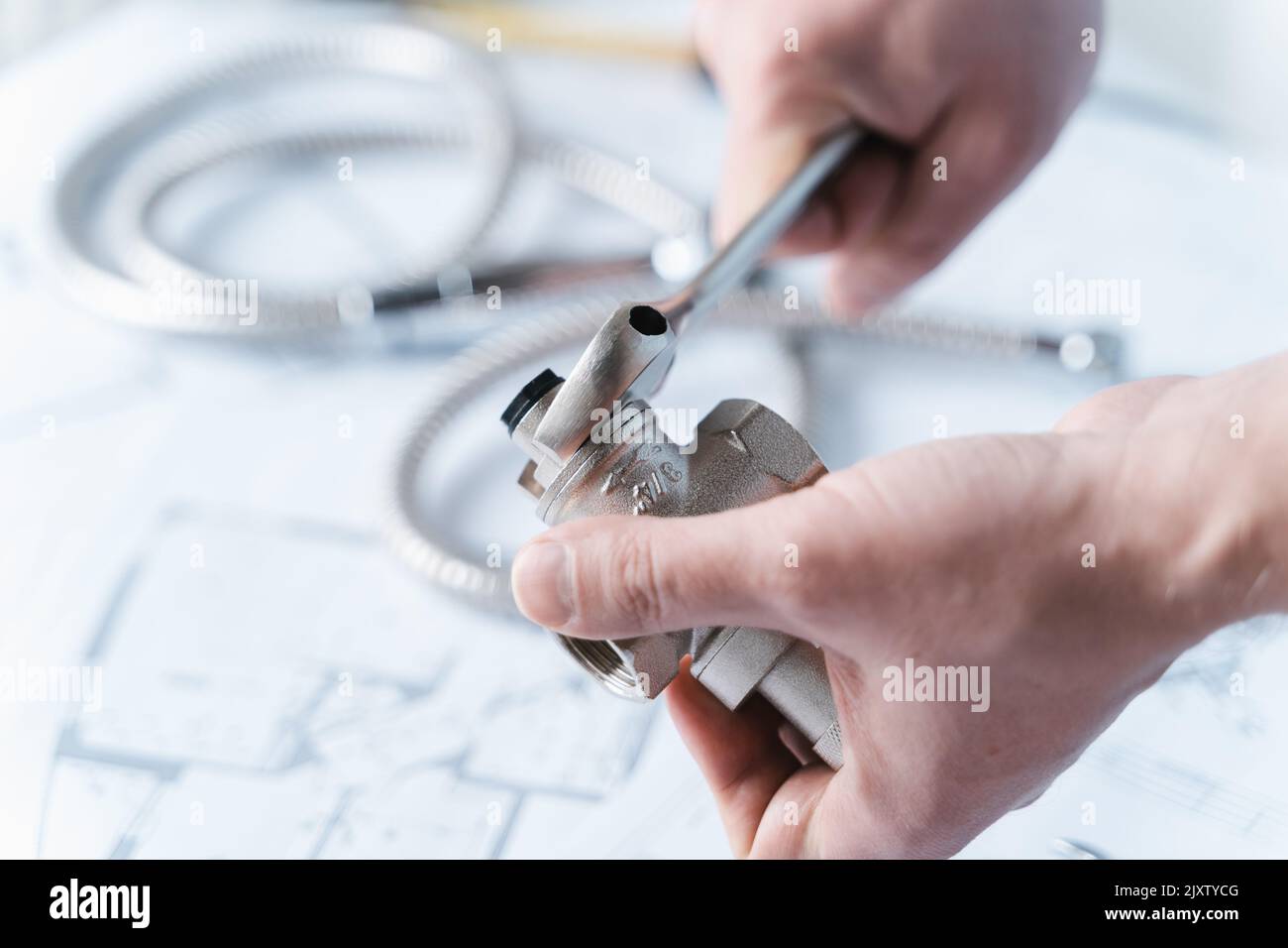 Plumbing project in house.Drawing,diagrams,plan of water supply of ...