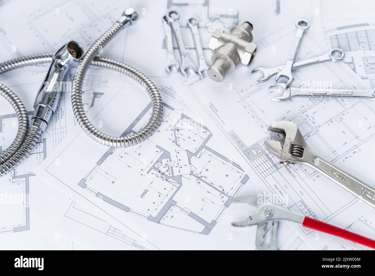 Plumbing project in house.Drawing,diagrams,plan of water supply of ...