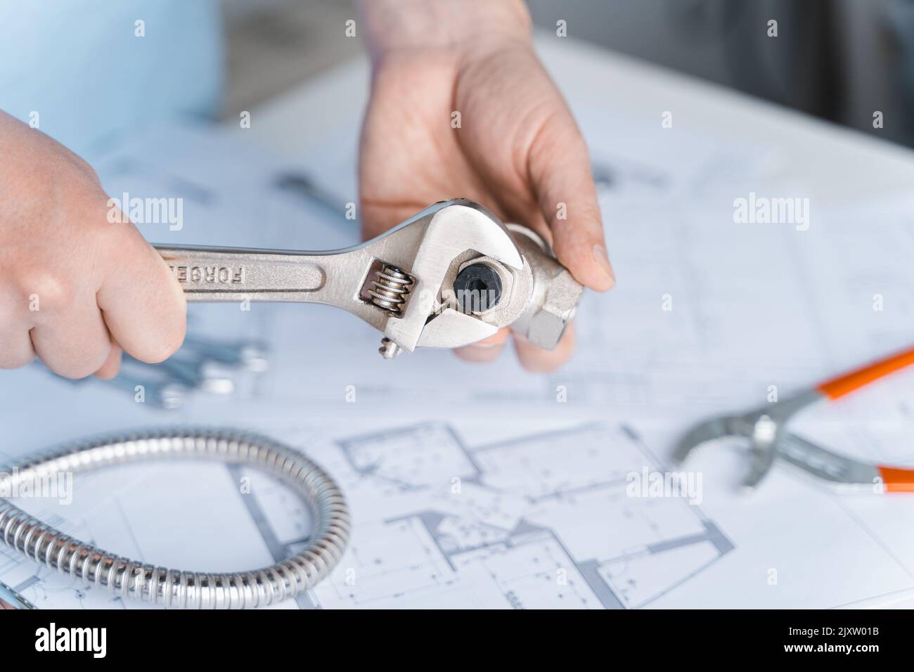 Plumbing project in house.Drawing,diagrams,plan of water supply of ...