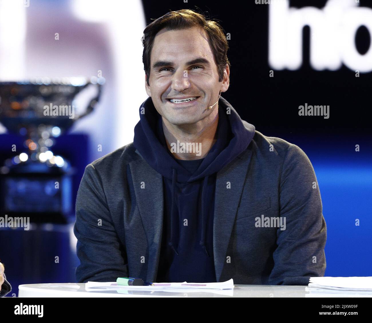 Roger Federer is seen during the Australian Open Draw at Margaret Court ...